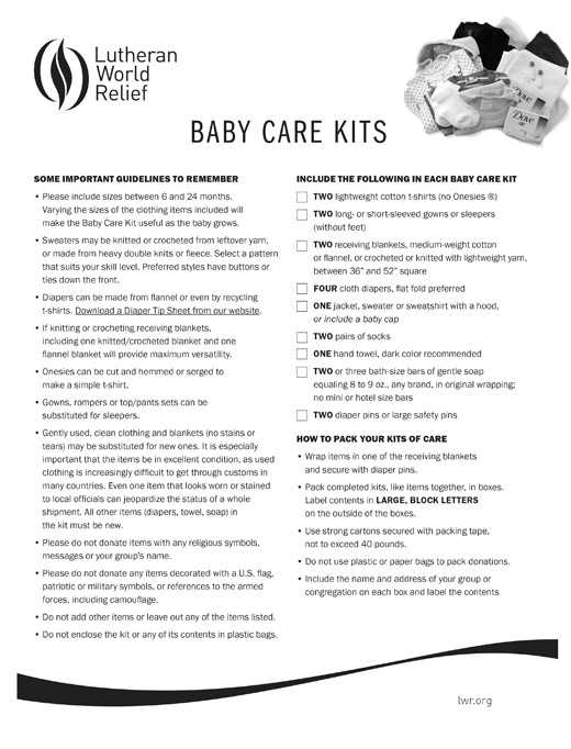 Baby Care Kit Assembly Instructions | Lutheran World Relief