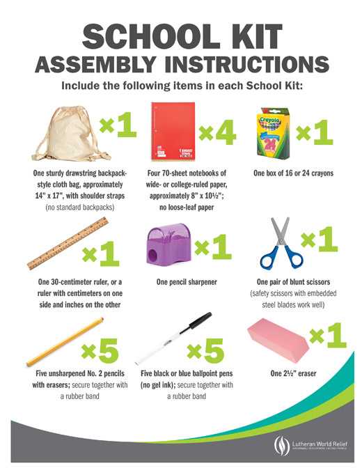 School Kit Assembly Signs | Lutheran World Relief